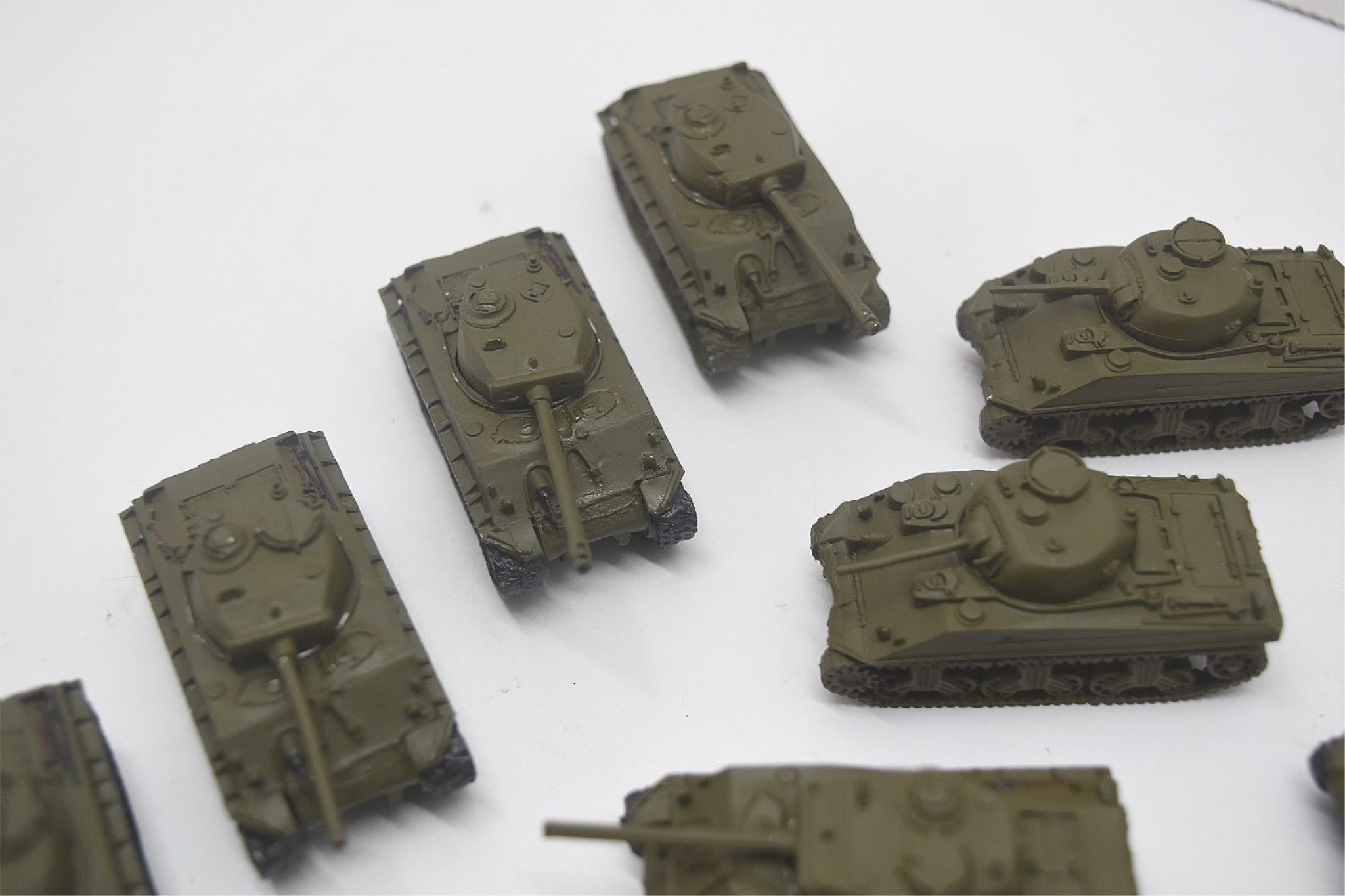 Lot of 13 Flames of War FOW Yankee Sherman Tanks Painted Platoon Minia ...