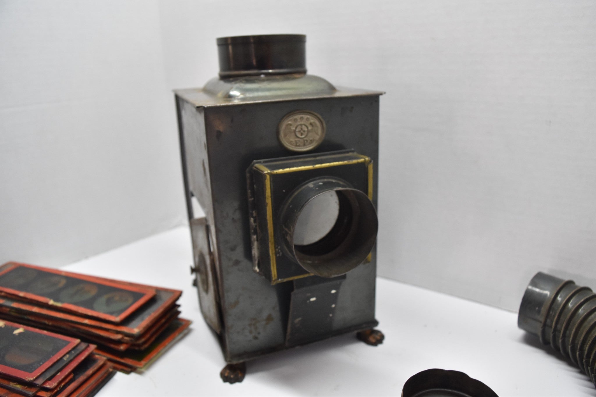 Vintage 19th Century 1800's Ernst Plank Tin Oil Lamp Projector Magic L ...