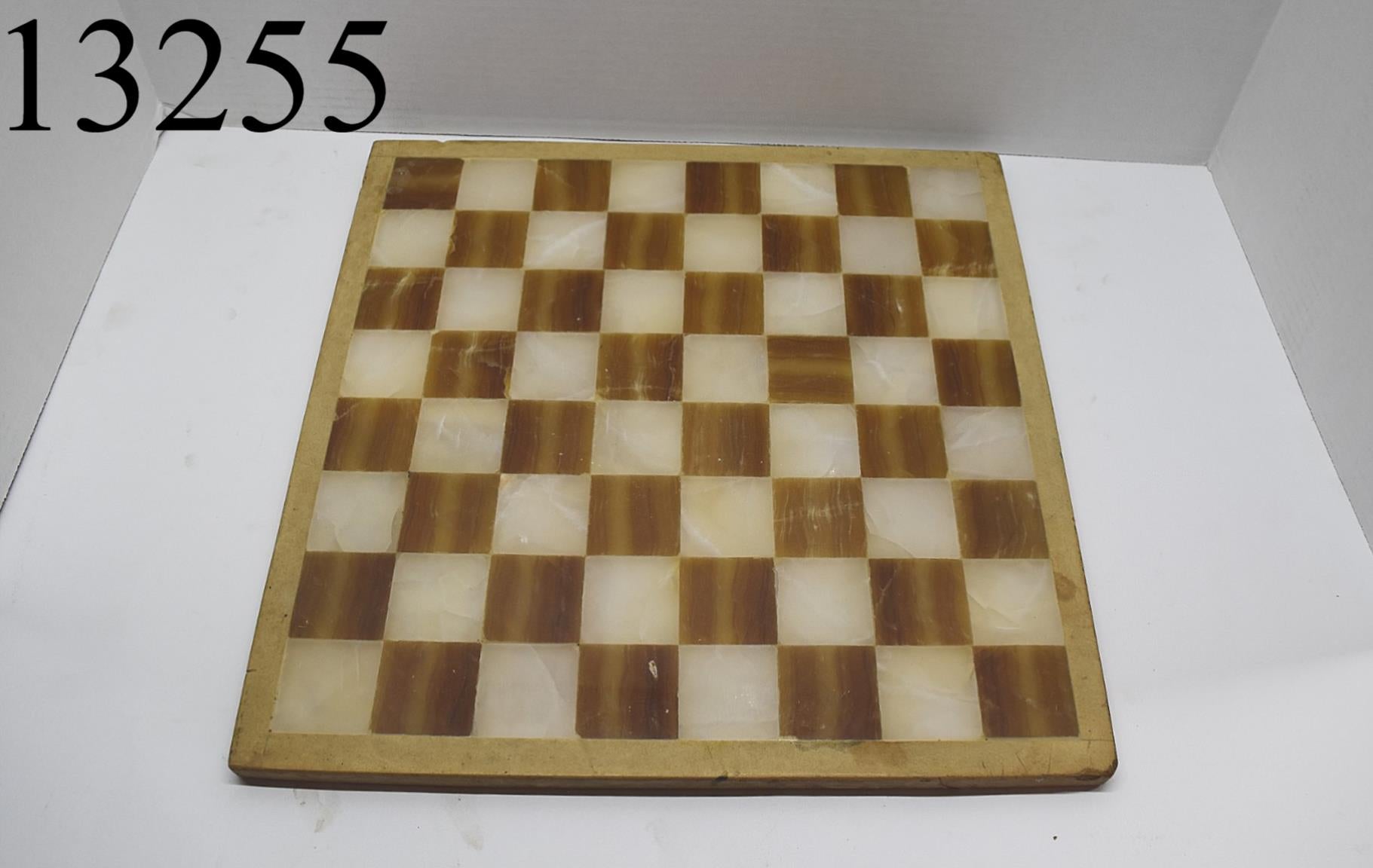 Vintage Marble Stone Chess Checkers Board ONLY 14x14 White Beige Ivory ...