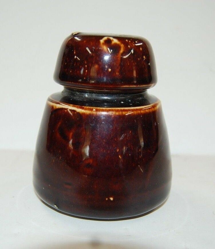 Vintage Brown Ceramic Porcelain Glazed Electric Power Line Insulator 3 ...