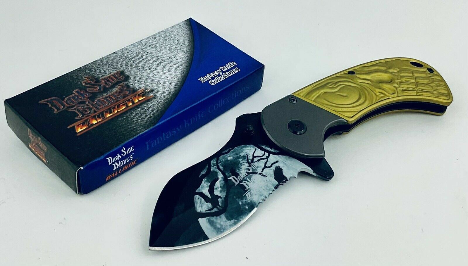 DARK SIDE BLADES FOLDING KNIFE SKULL HANDLE 8INCH COLLECTIBLE– FatMan's ...