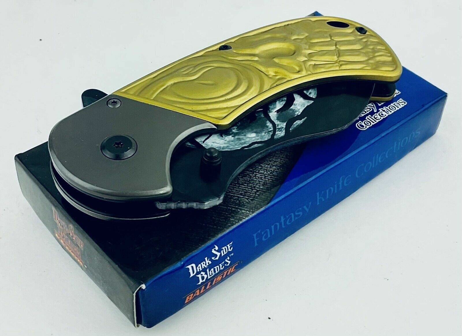 DARK SIDE BLADES FOLDING KNIFE SKULL HANDLE 8INCH COLLECTIBLE– FatMan's ...