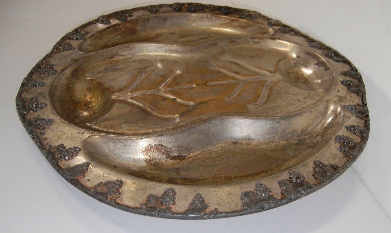 Antique Ornate Silver Meat Serving Platter Tray Silver Plate Over Copp ...