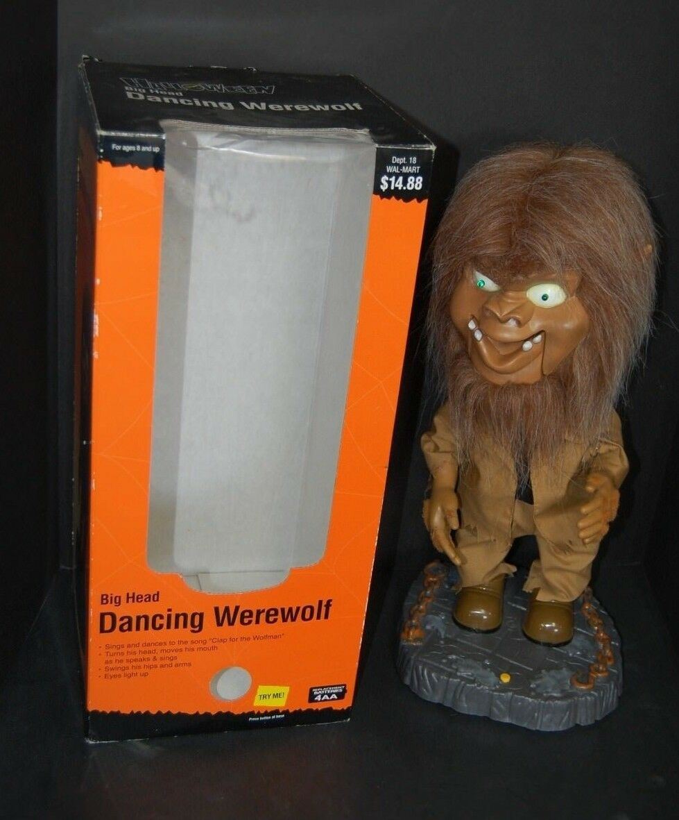 Gemmy Halloween Big Head Animated Singing Dancing RARE Werewolf New In ...
