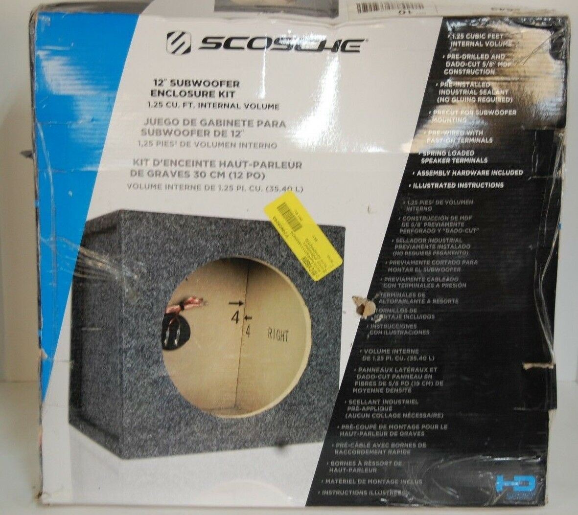 Scosche Single 12" Subwoofer Enclosure Kit Improved Bass Car Audio Spe ...