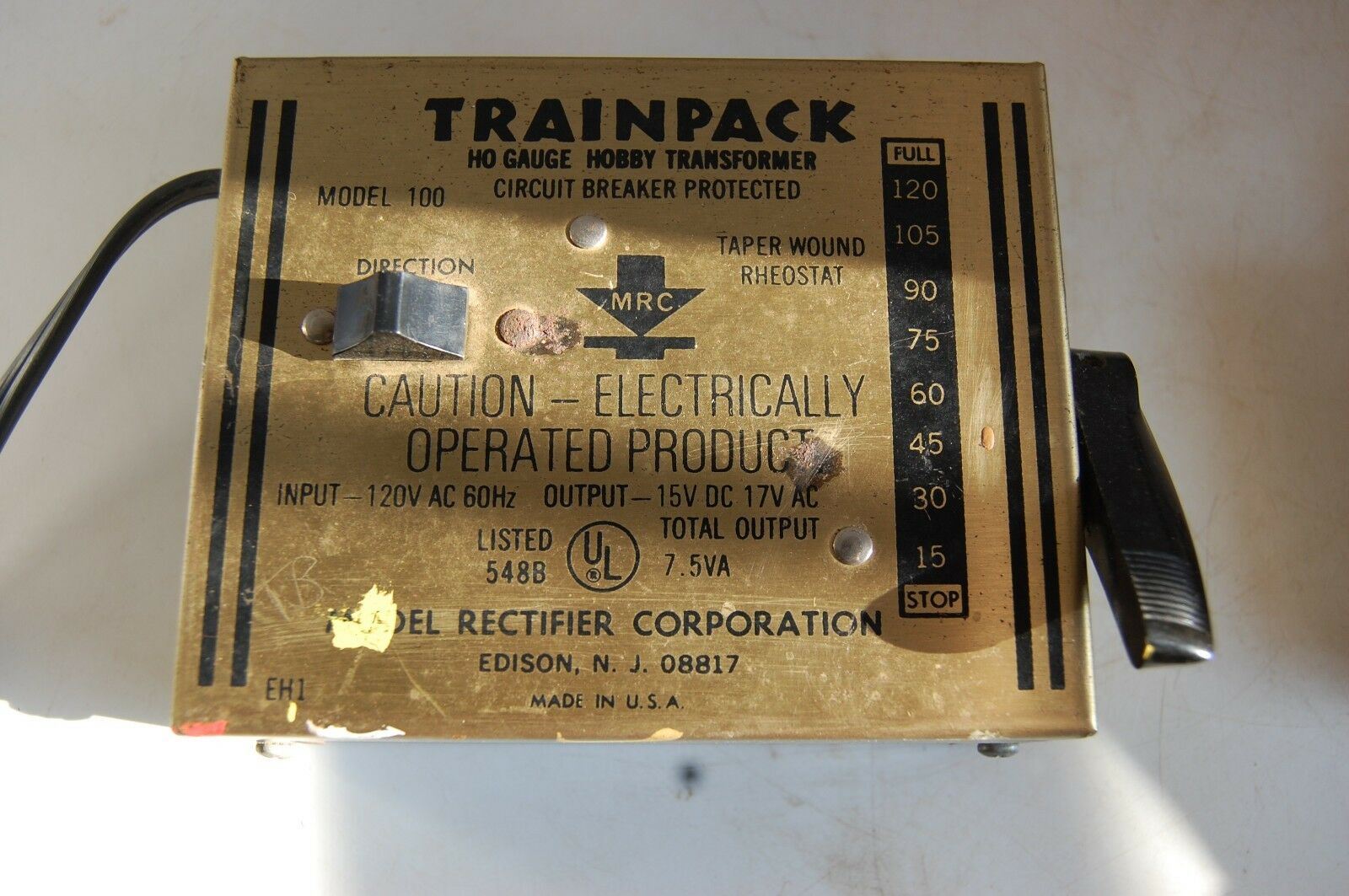 MRC TrainPack HO Transformer Control Model #100 TYCO #899v selector co ...