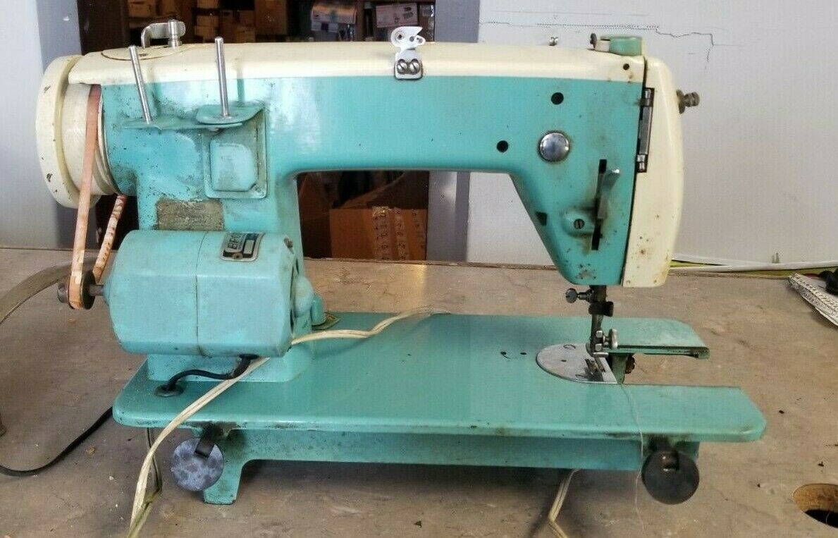 VINTAGE Brother Blue Sewing Machine Model 180 Heavy Duty Machine Opera ...