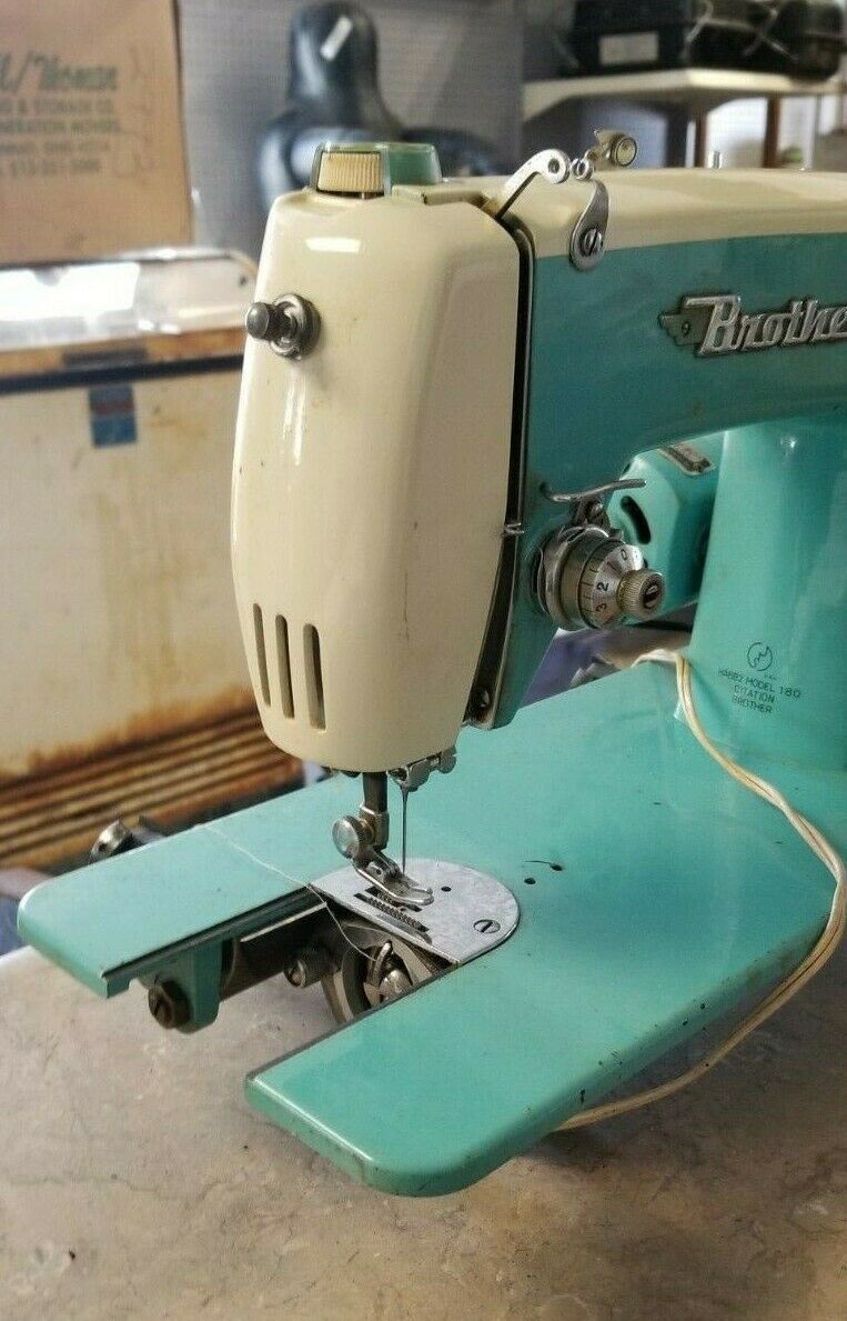 VINTAGE Brother Blue Sewing Machine Model 180 Heavy Duty Machine Opera ...