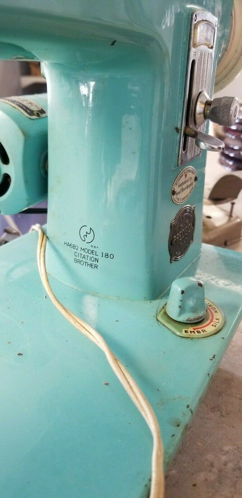 VINTAGE Brother Blue Sewing Machine Model 180 Heavy Duty Machine Opera ...