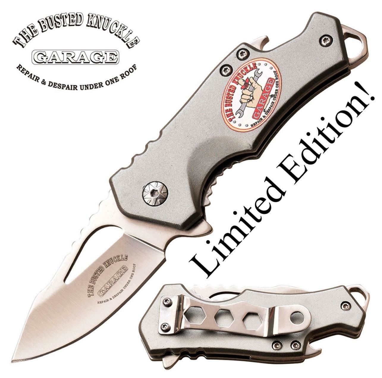 Busted Knuckle Garage Folding Knife Car Guy Bottle Opener Silver ...
