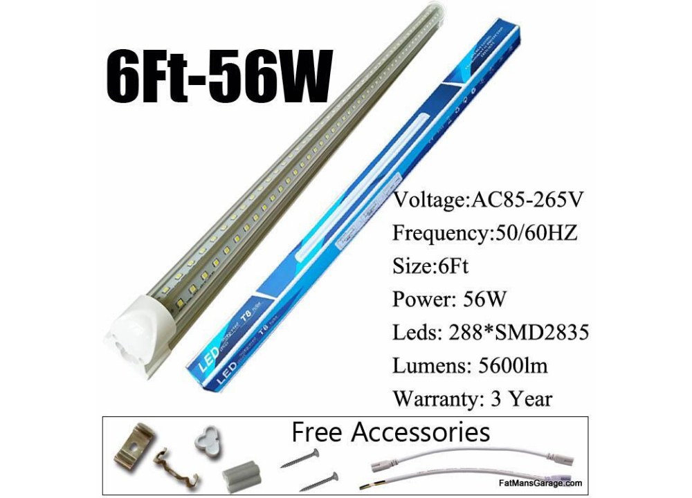 6 Ft 56 Watt LED V-shaped Ceiling Light Fixture lighting– FatMan's ...