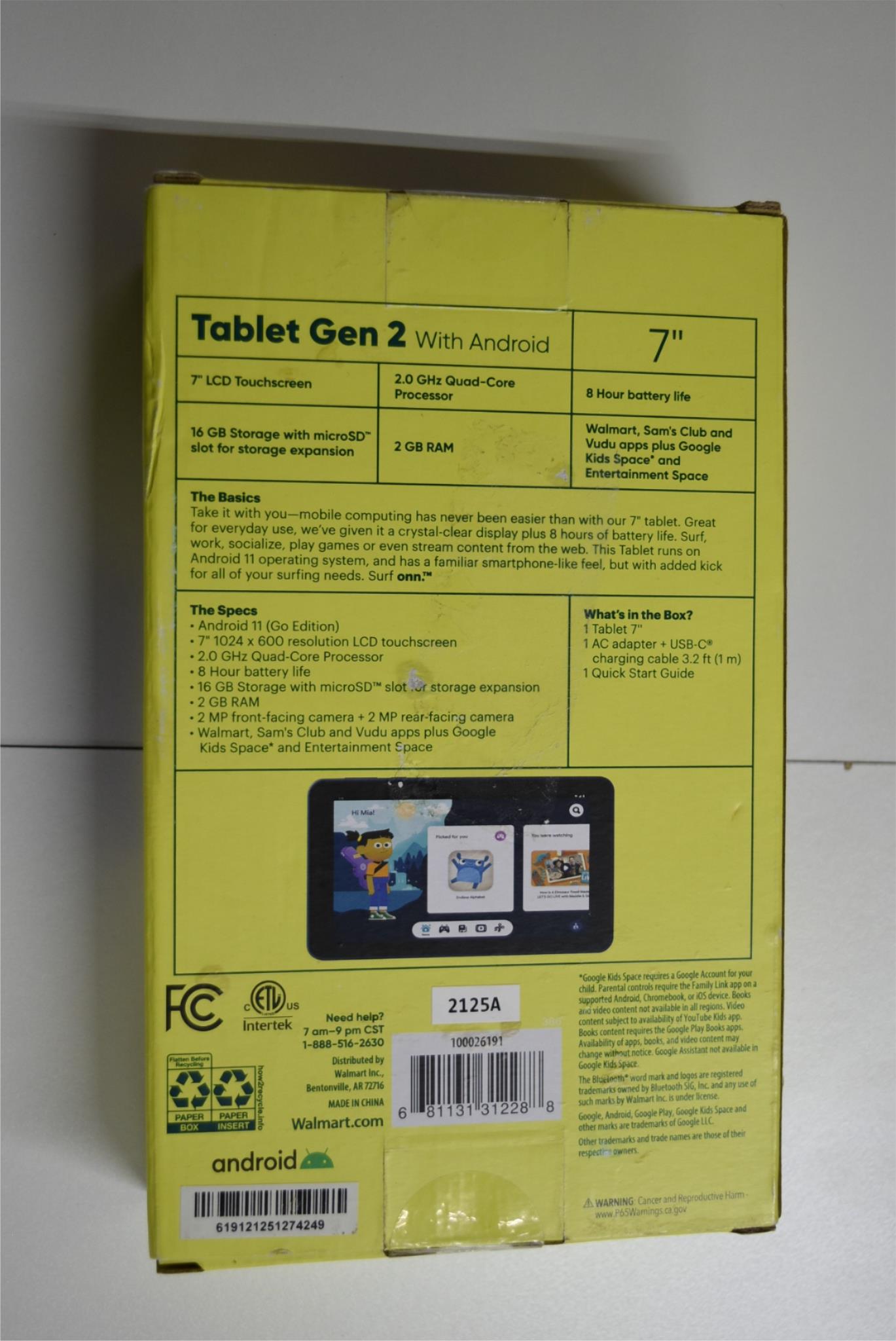 ONN Surf 7" 16GB Gen 2 Tablet 2GB RAM Android 11 Go 2GHz Quad-Core ...