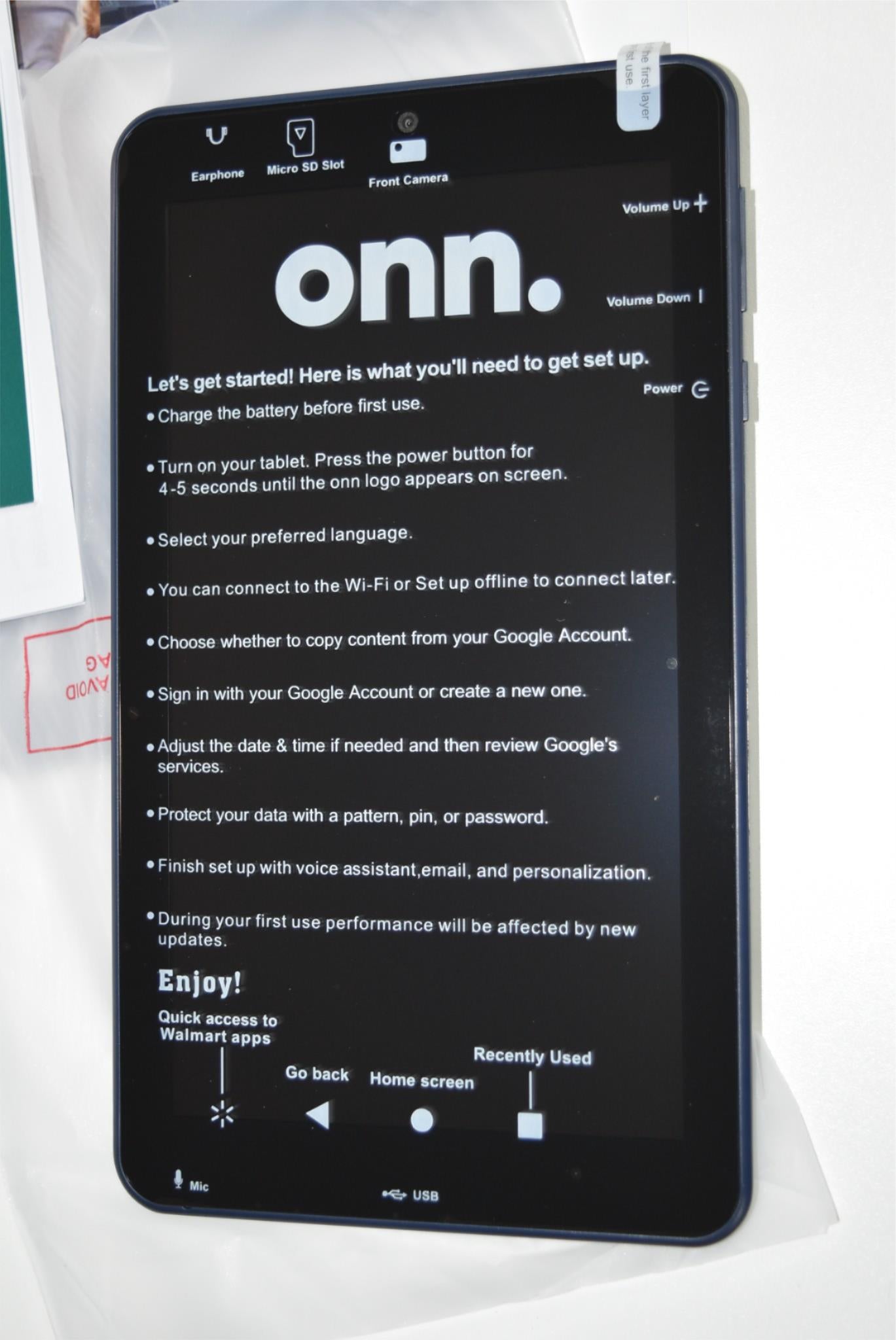 ONN Surf 7" 16GB Gen 2 Tablet 2GB RAM Android 11 Go 2GHz Quad-Core ...