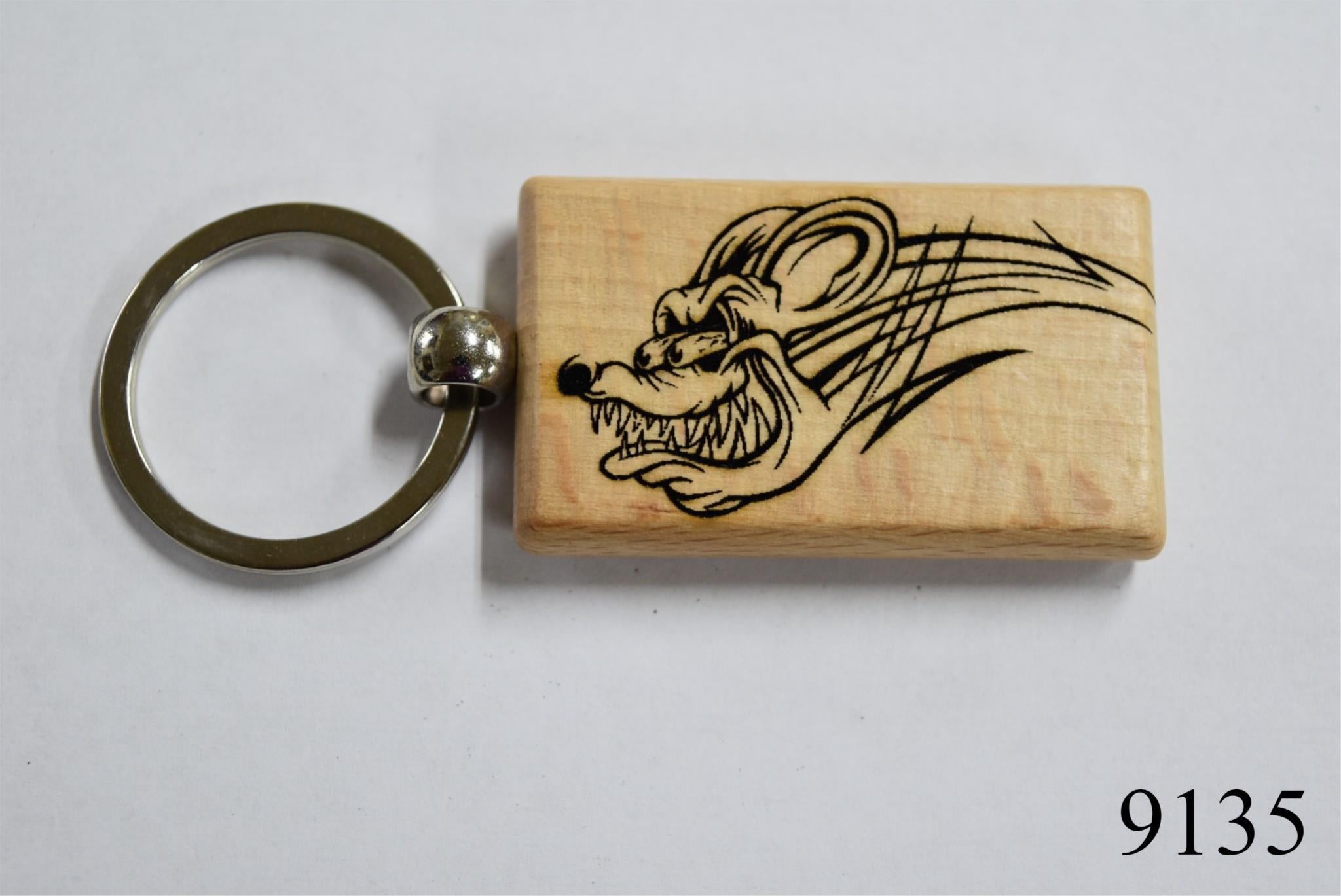 Custom Laser Engraved Wood Keychain Rat Fink Fatman's Garage 2 sided C ...