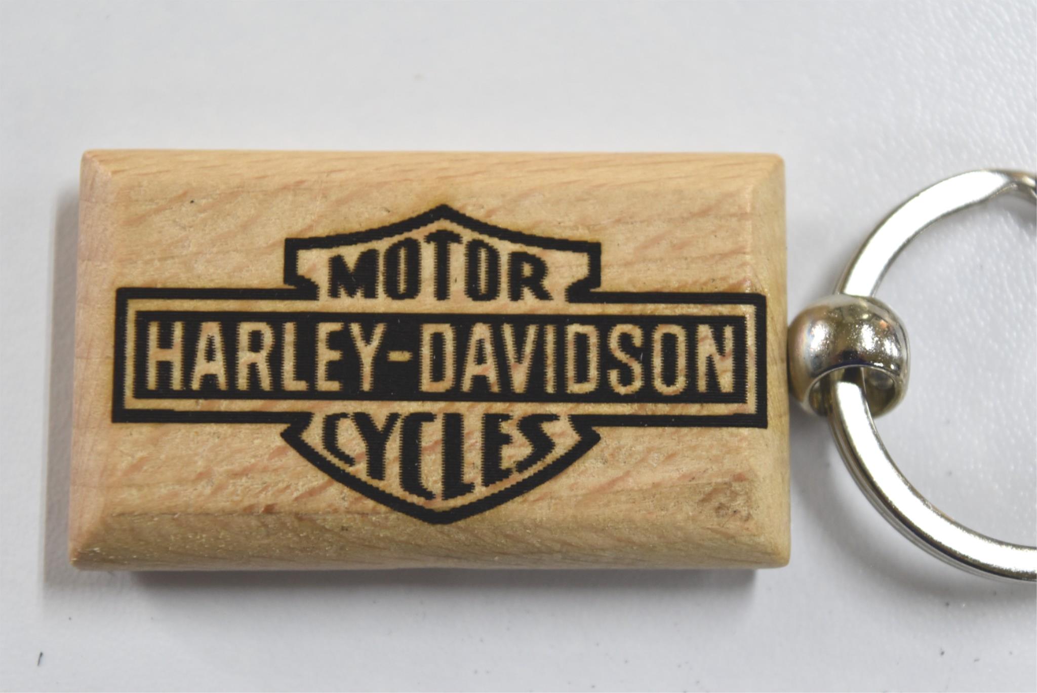 Laser Engraved Wood Keychain Harley Davidson Motorcycles Fatman's Gara ...