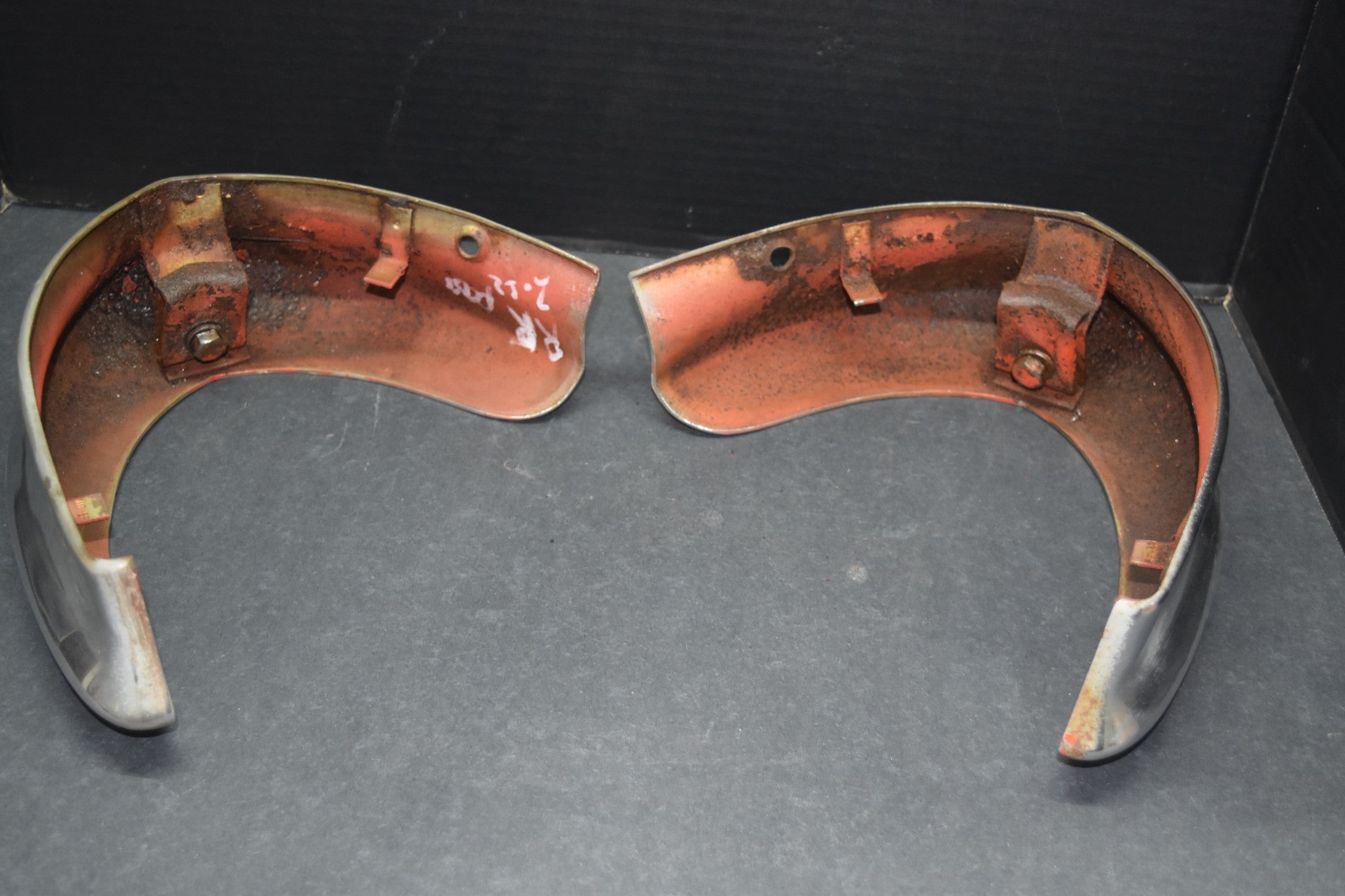 1956 Chevy Rear Bumper Guard Accessory Pair Ends Toppers Left Right Ch ...
