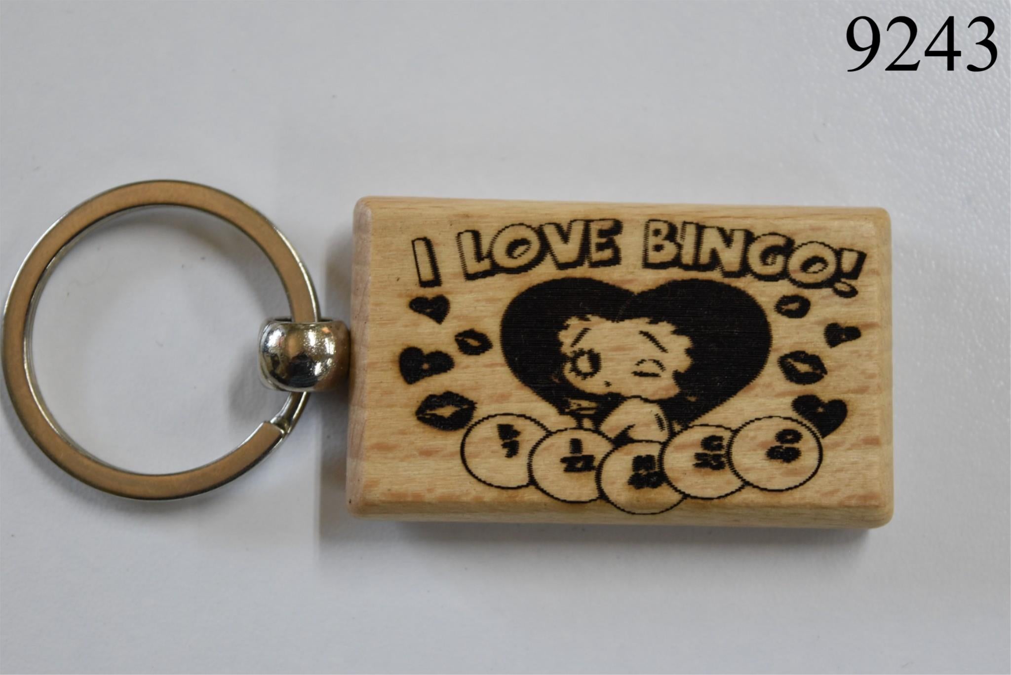 Laser Engraved Wood Keychain Betty Boop I Love Bingo Fatman's Garage 2 ...