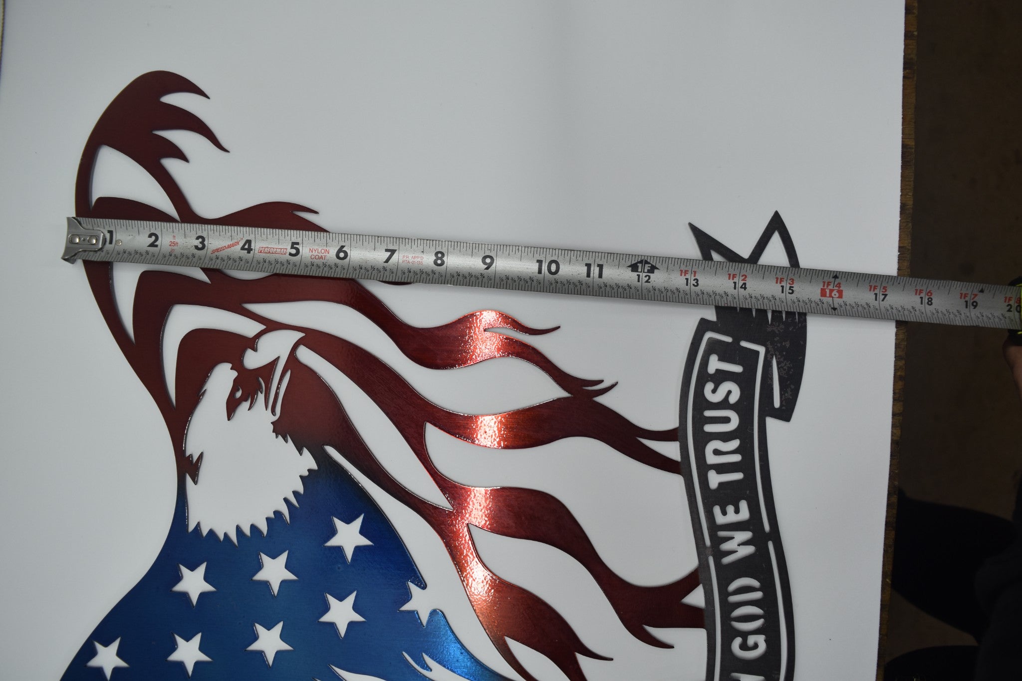 18" Plasma Cut Metal Eagle In God We Trust Wall Hanging Sign Eagle Ame ...