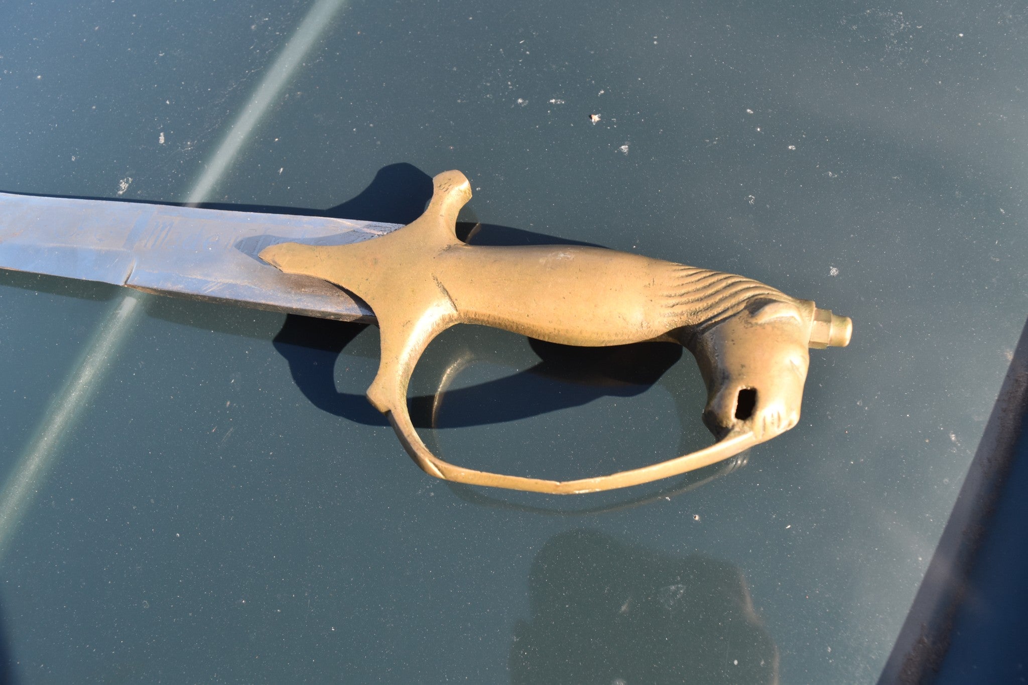 VINTAGE INDIAN INDIA TIGER HUNTING SWORD BRASS HILT 31" BLADE– FatMan's ...