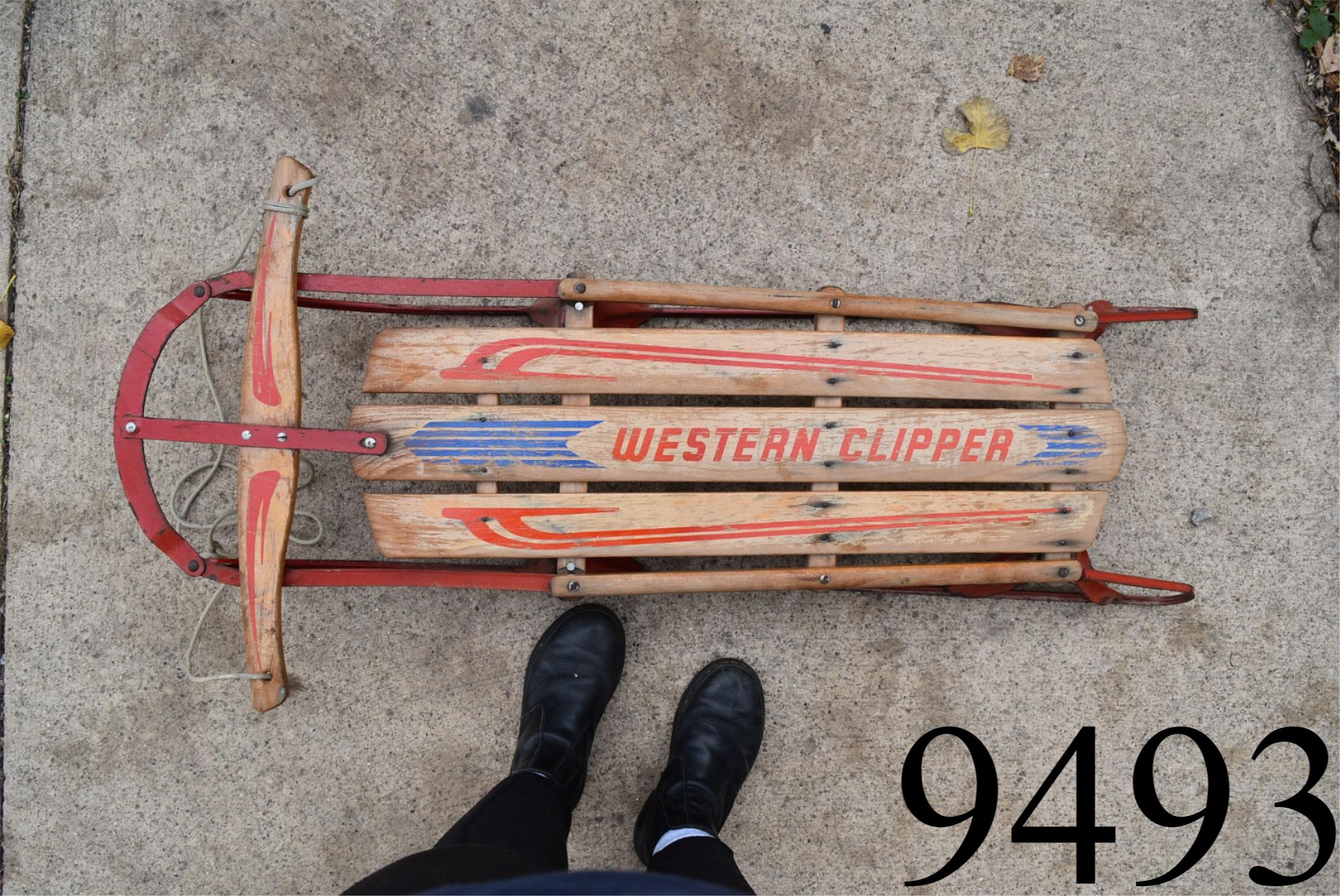 Vintage Western Clipper Snow Sled Metal Wood With Steering Wall Decor ...
