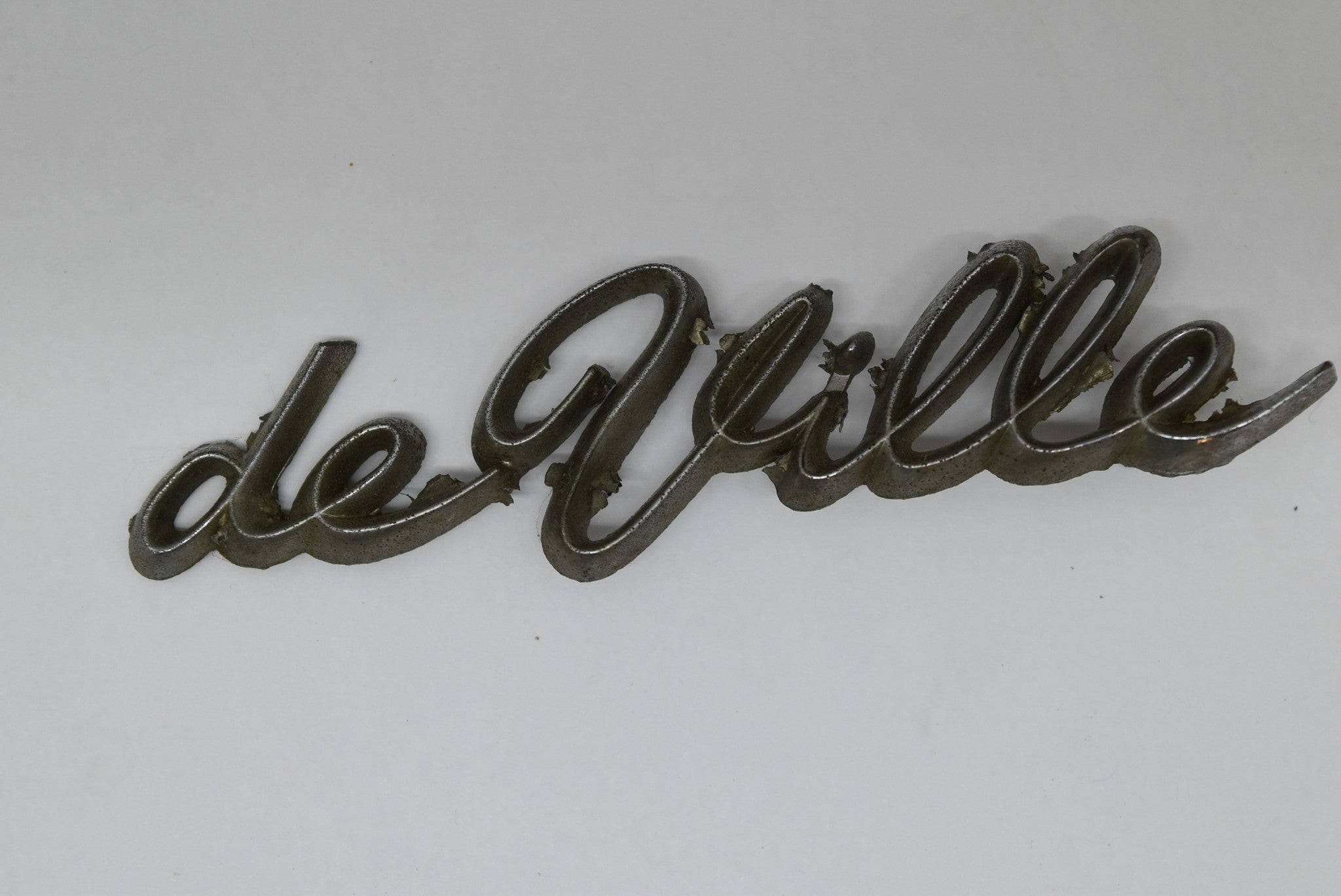 Vintage Cadillac DeVille Script Emblem Chrome Metal Name Plate 1970's ...