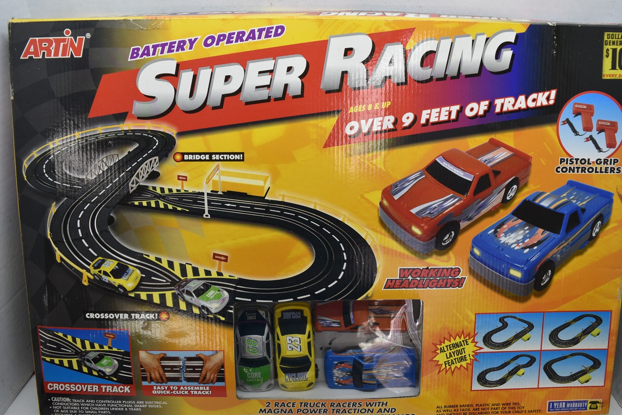 Vintage Electric Artin Super Racing Track With Cars and Original Box T ...