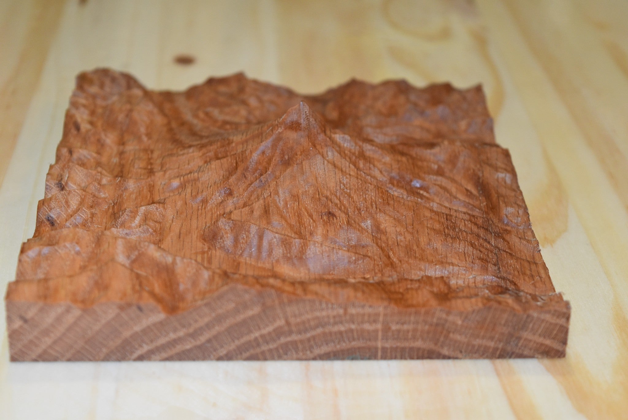 Wooden Topographic Map Mt. Hood Oak 3D Mountain Decor Pacific Northwes ...