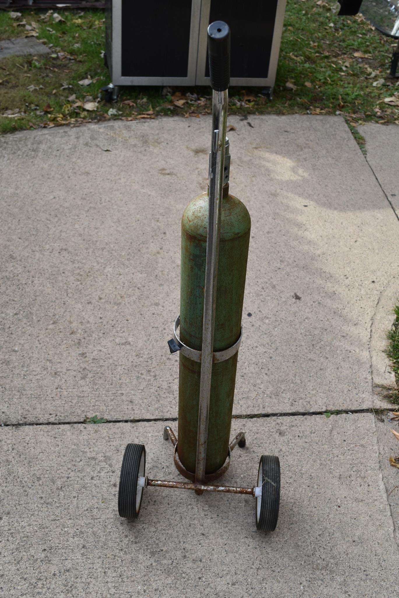 Used Empty Steel Oxygen Tank With Rolling Cart Holder! Solid!– FatMan's ...