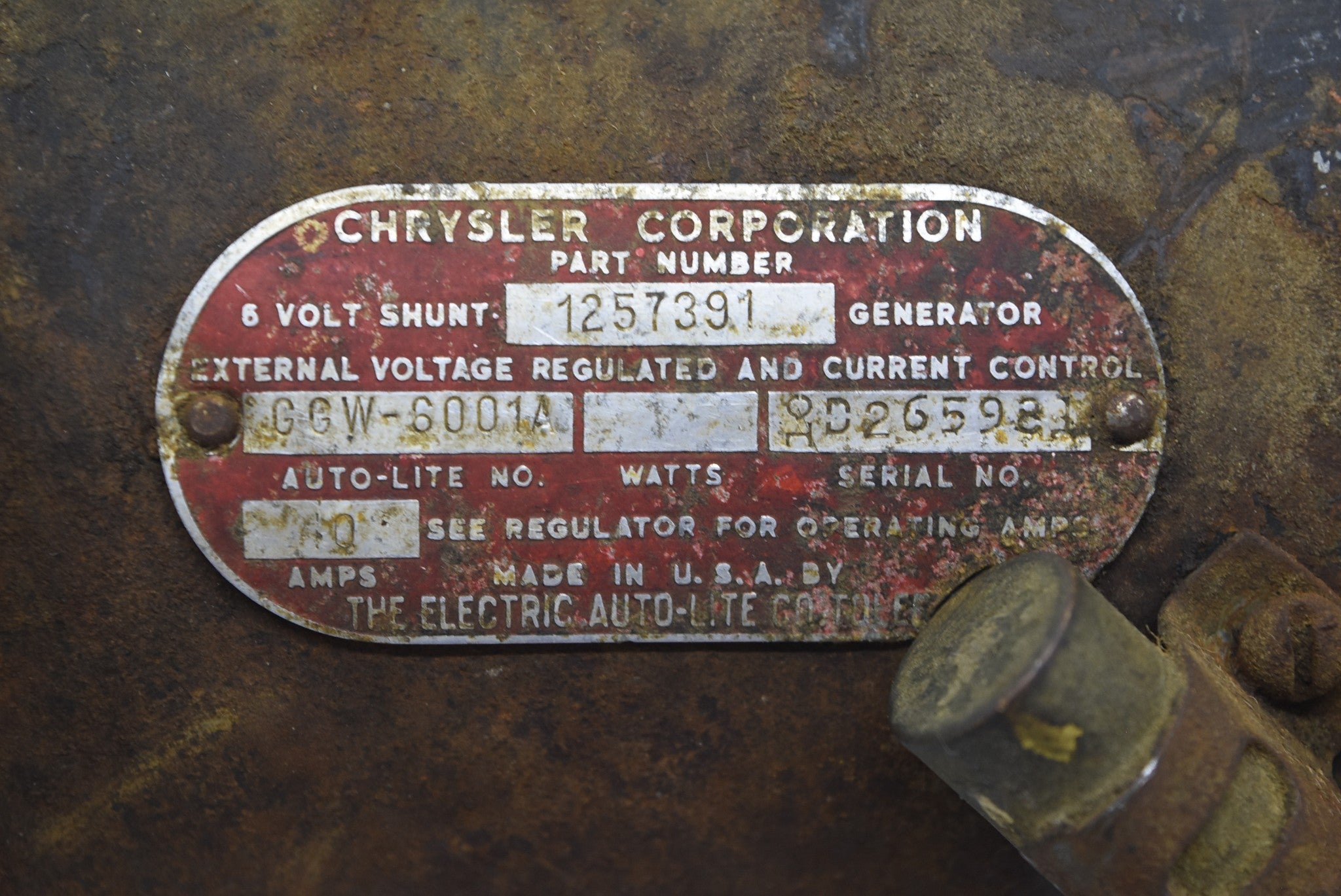 Chrysler Generator 1949 1950 1951 1952 MOPAR Auto-Lite 6V 49 50 51 52 ...