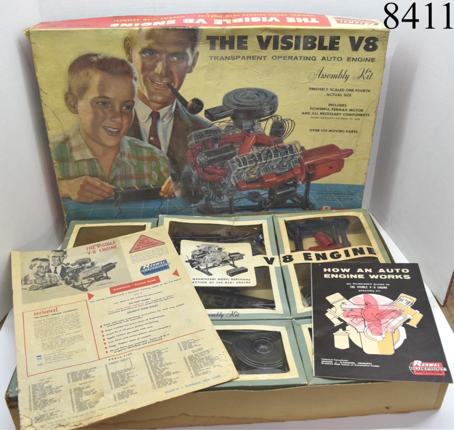 1960s Renewal The Visible V8 Engine Model Kit Never Built Instructions ...