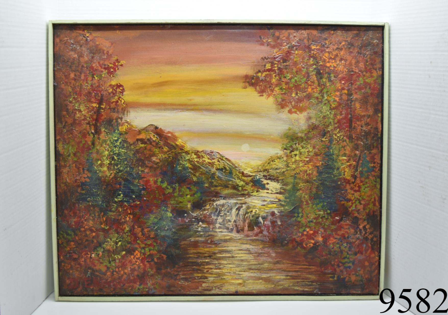David Ellinger Landscape Painting On Canvas Acrylic Oil Waterfall Autu ...