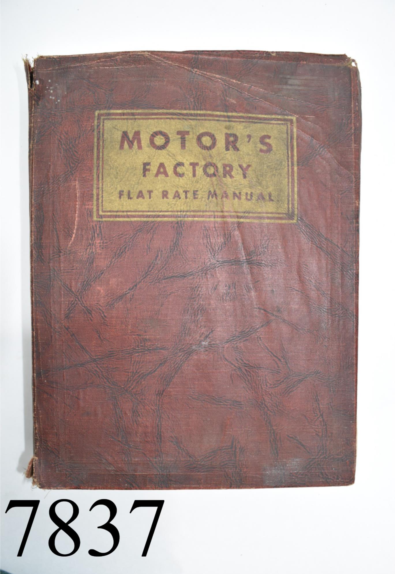 1937 Motors Factory Flat Rate Manual Parts List Labor Cost Guide Book ...