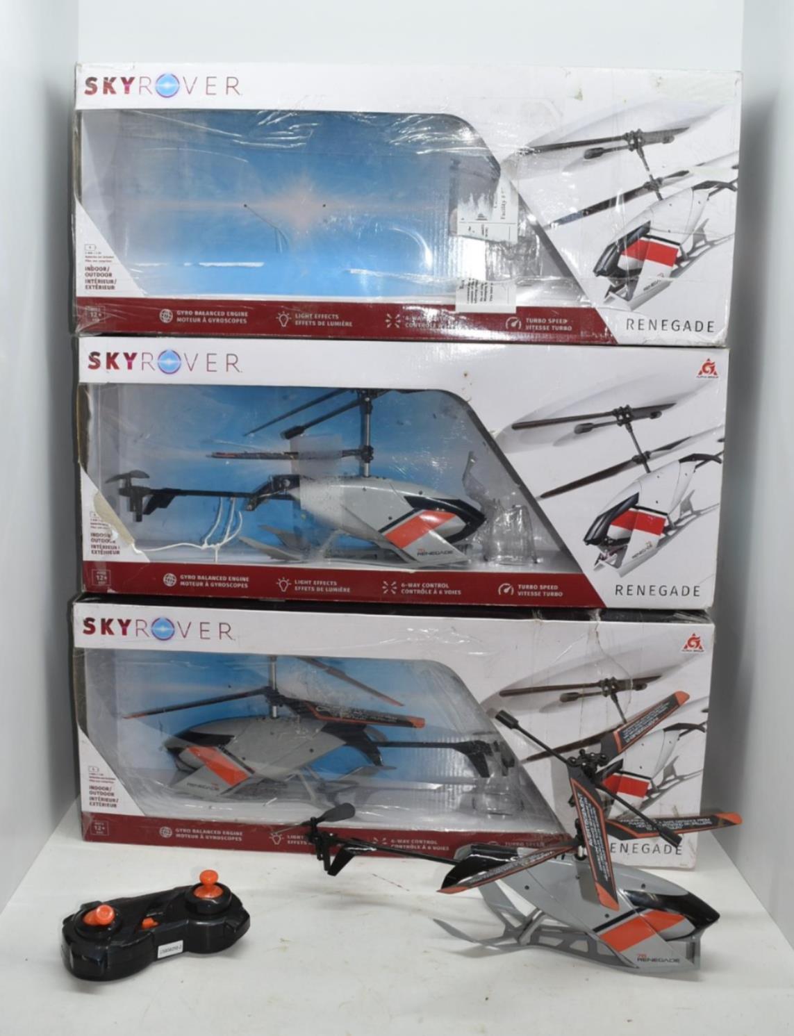 Lot of 3 Sky Rover Renegade Helicopter Drone Remote Control Toys New O ...