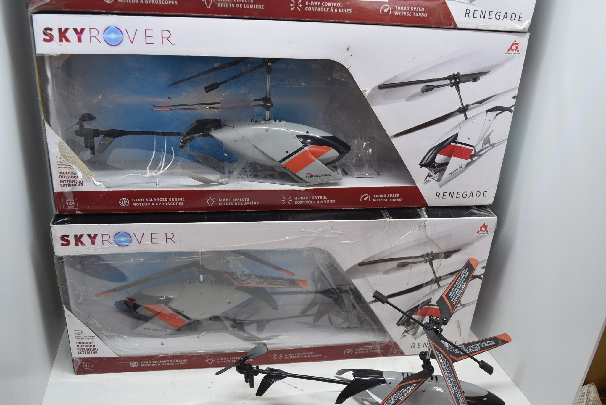 Lot of 3 Sky Rover Renegade Helicopter Drone Remote Control Toys New O ...