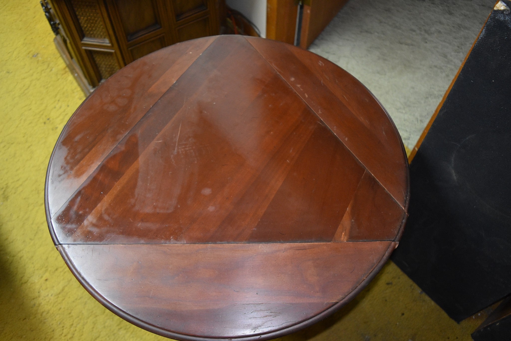 Triangular Tri Leaf Table Circular Wooden Furniture Vintage Decor ...