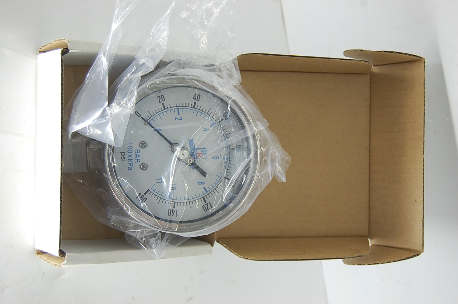 160 PSI 4" Liquid-Filled Stainless Steel Pressure Gauge by Blue Ribbon ...