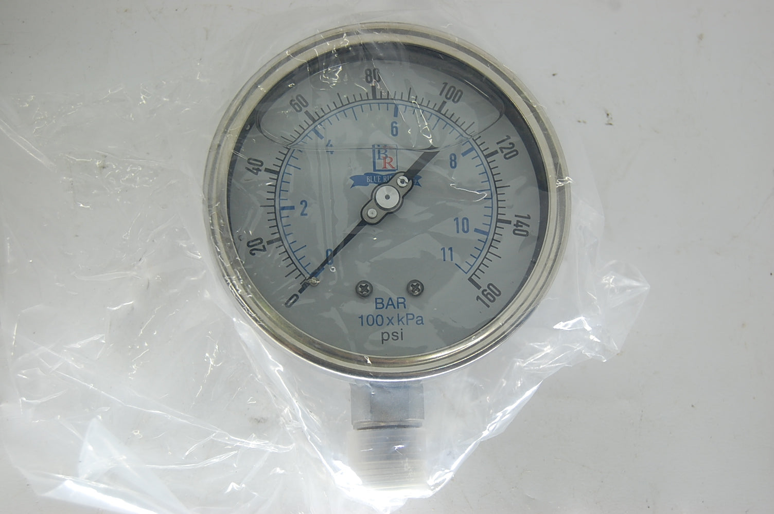 160 PSI 4" Liquid-Filled Stainless Steel Pressure Gauge by Blue Ribbon ...