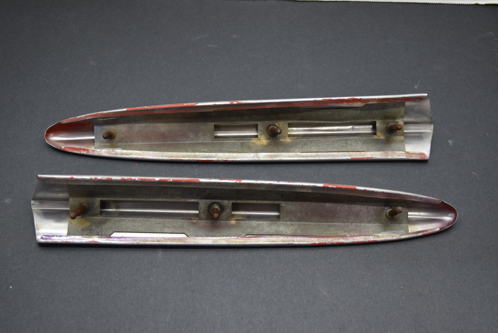 1957 Chevy 210 Tail Fin Trim Toppers Caps Pair LH RH Set 57 Chevrolet ...