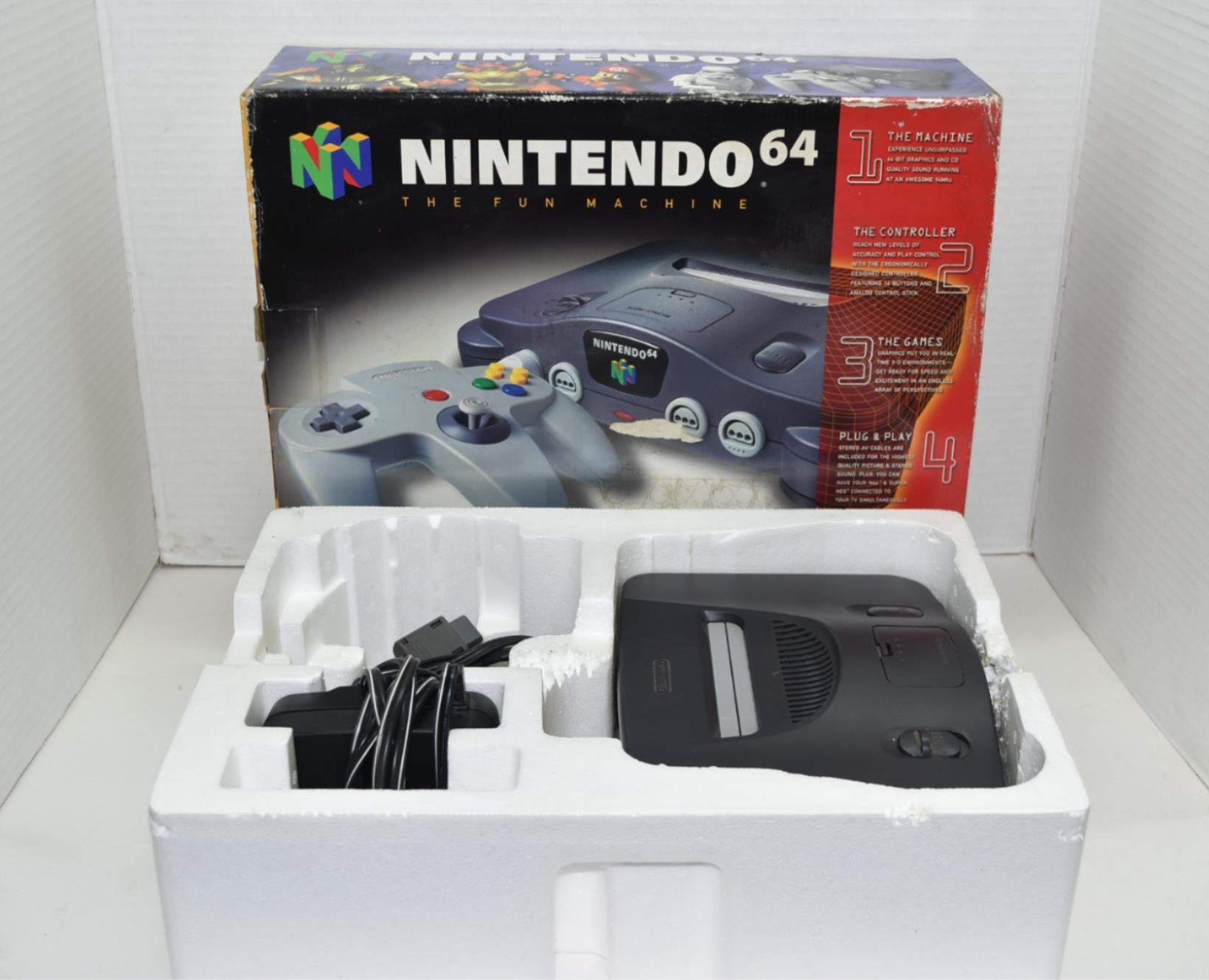 Nintendo 64 Console + Box Tested Working N64 Game System Styrofoam Ins ...