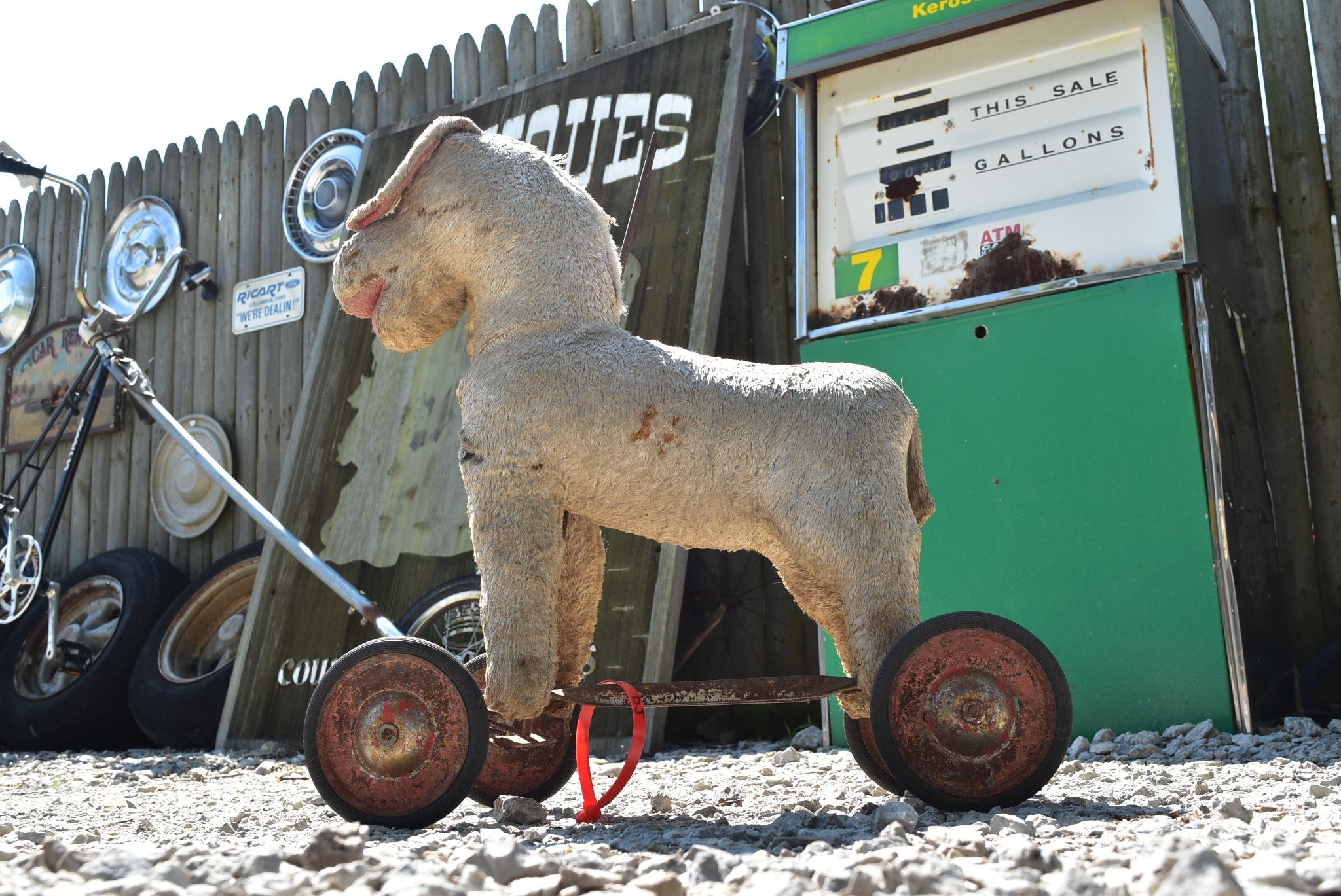 Antique Mohair Ride on Donkey Toys on Wheels Ripped Torn Creepy Spooky ...