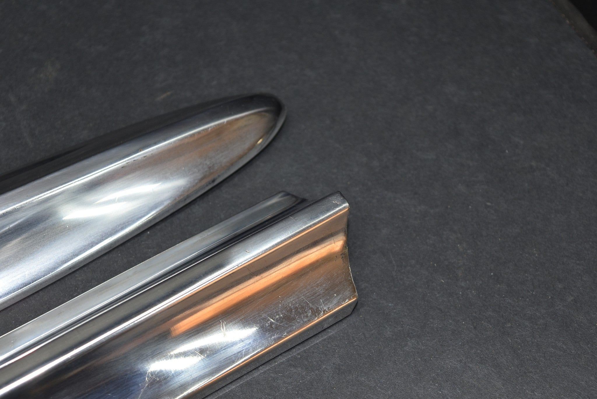 1957 Chevy 210 Tail Fin Trim Toppers Caps Pair LH RH Set 57 Chevrolet ...