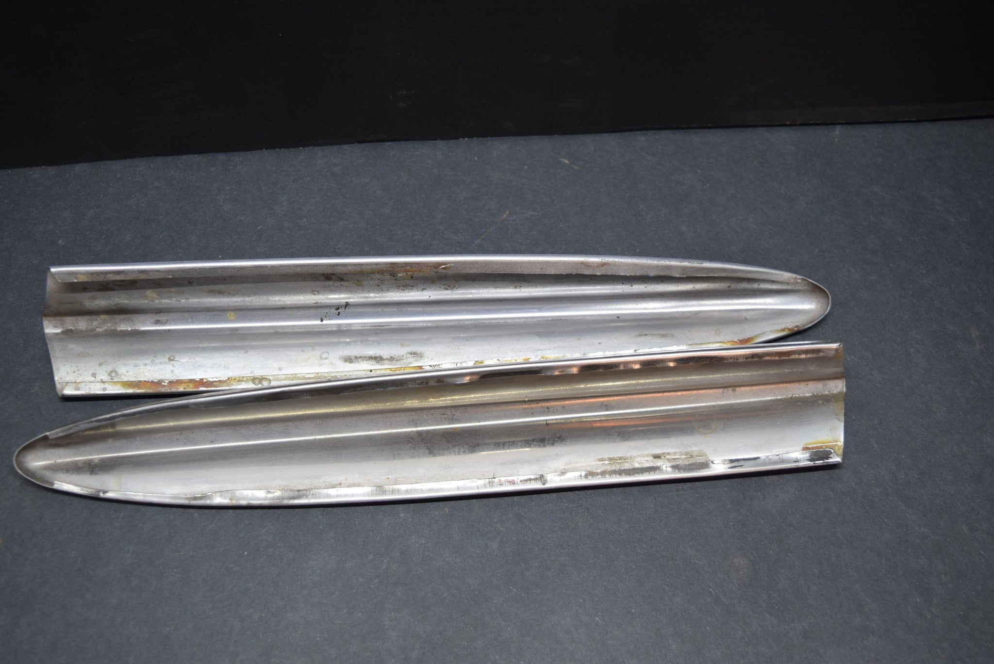 1957 Chevy 210 Tail Fin Trim Toppers Caps Pair LH RH Set 57 Chevrolet ...