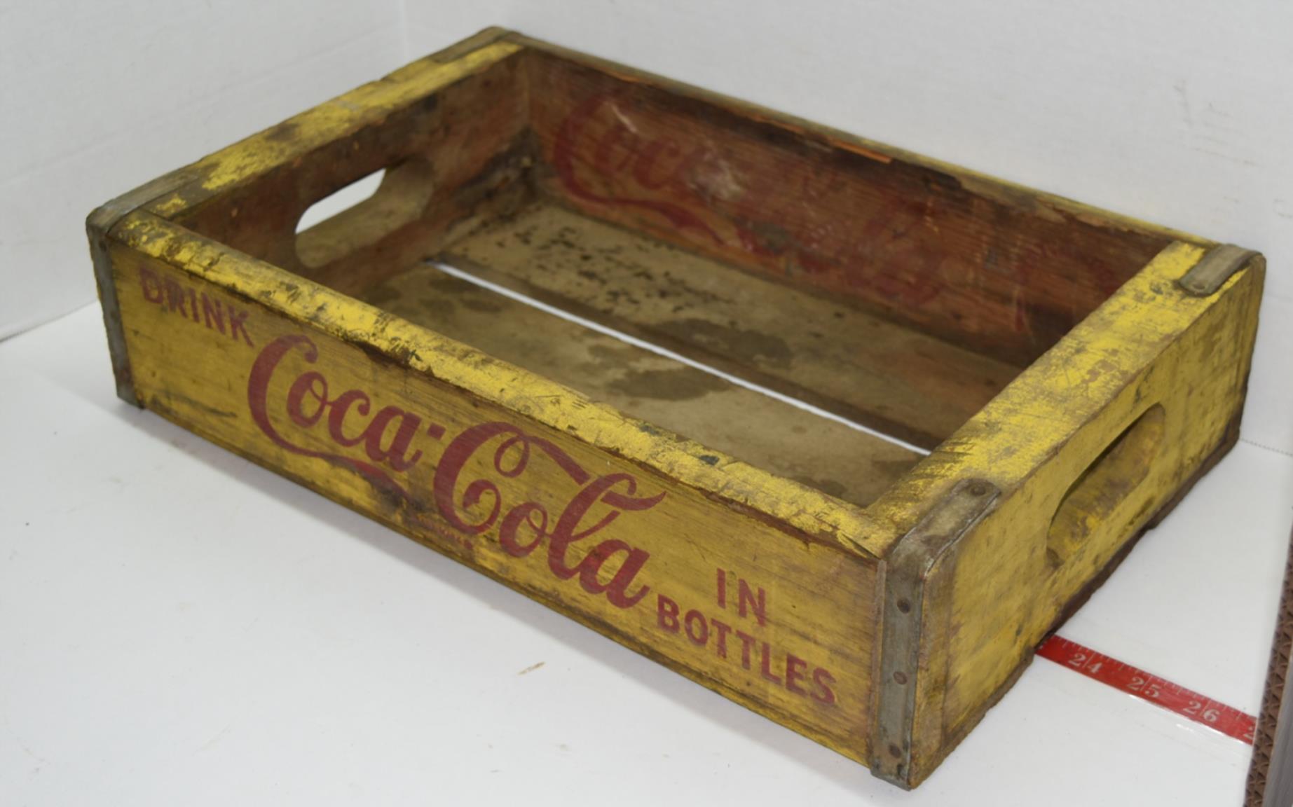 Coca Cola Crate Box Vintage Coke Original Authentic Yellow Soda Decor ...