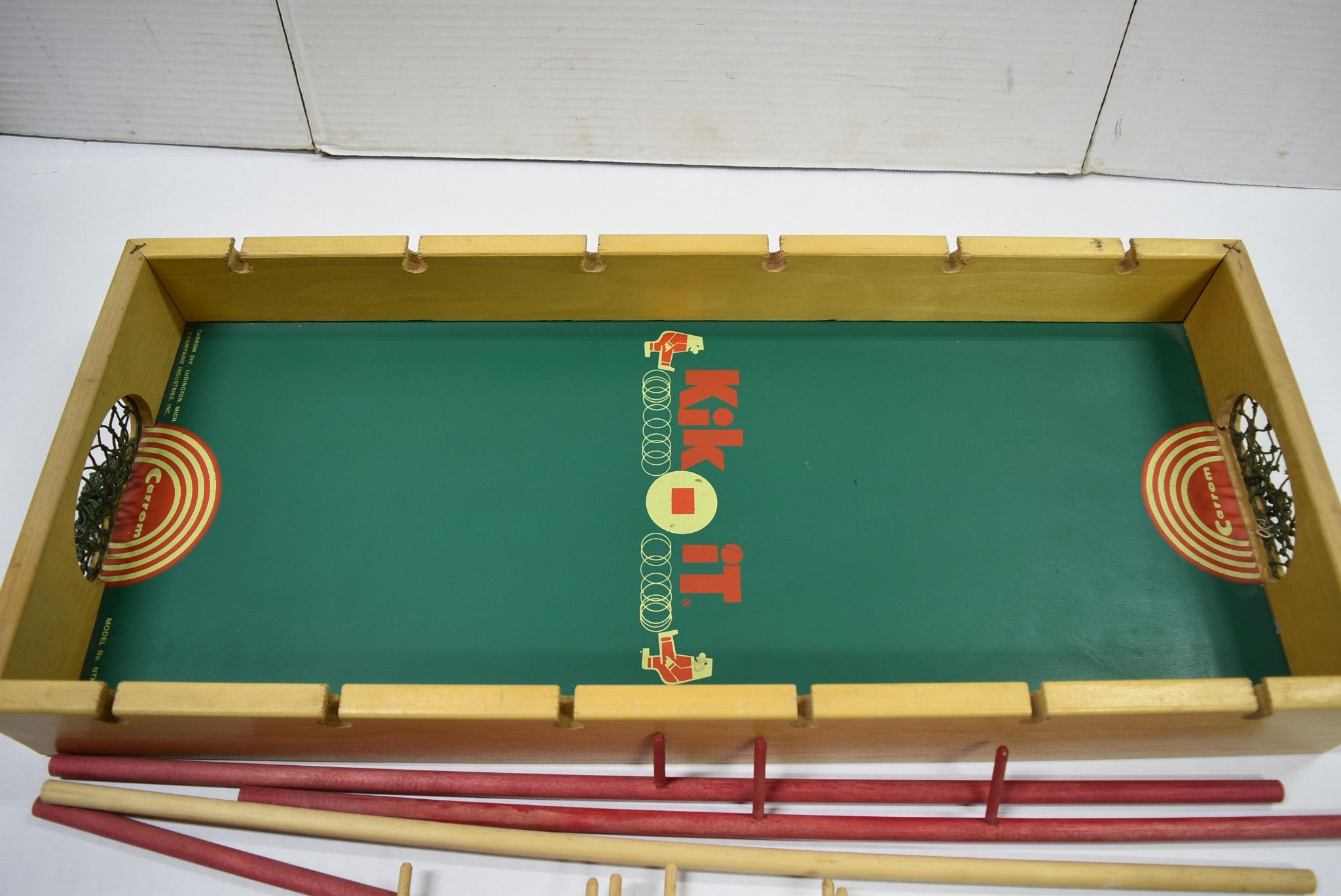 Carrom KIK IT KIKIT Foosball Soccer Game Table Top Toys Wooden Vintage ...