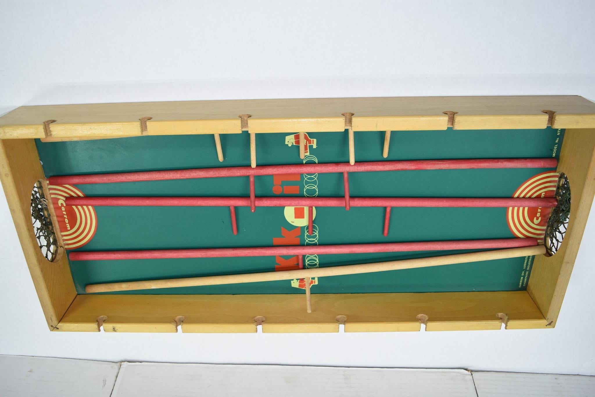 Carrom KIK IT KIKIT Foosball Soccer Game Table Top Toys Wooden Vintage ...