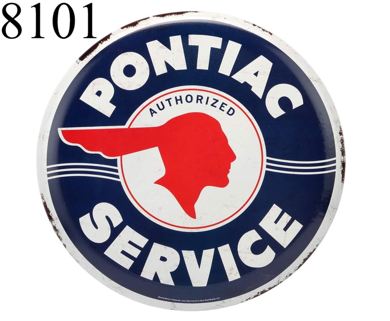 Open Road Brands Pontiac Service Round Metal Button Sign Vintage Style ...