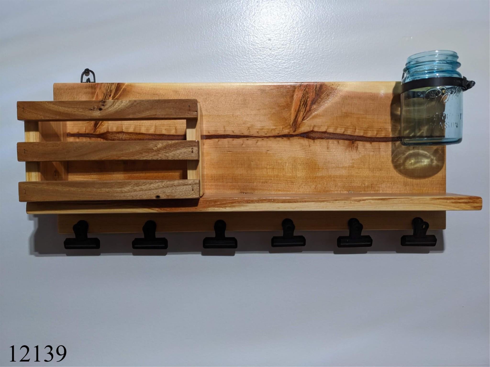 Rustic Organizer Mail Letter Holder Shelf Entryway Office Kitchen Hand ...